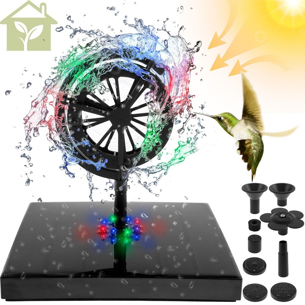 Solar Fountain with LED Light Square Solar Water Fountain Kit Windmill ...