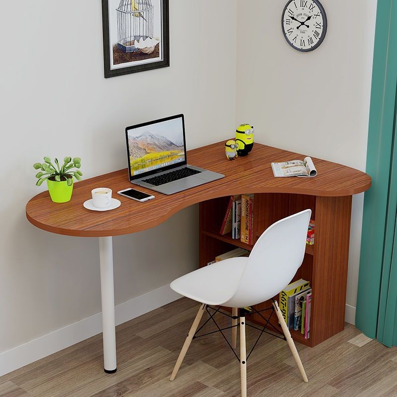 Corner desk Curved computer writing desk Bedroom desk Desk top bookcase ...