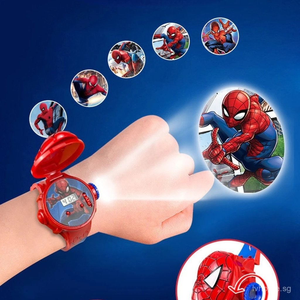 Spider Man Projection Watch Anime Character Electronic Watch Toy Spider ...
