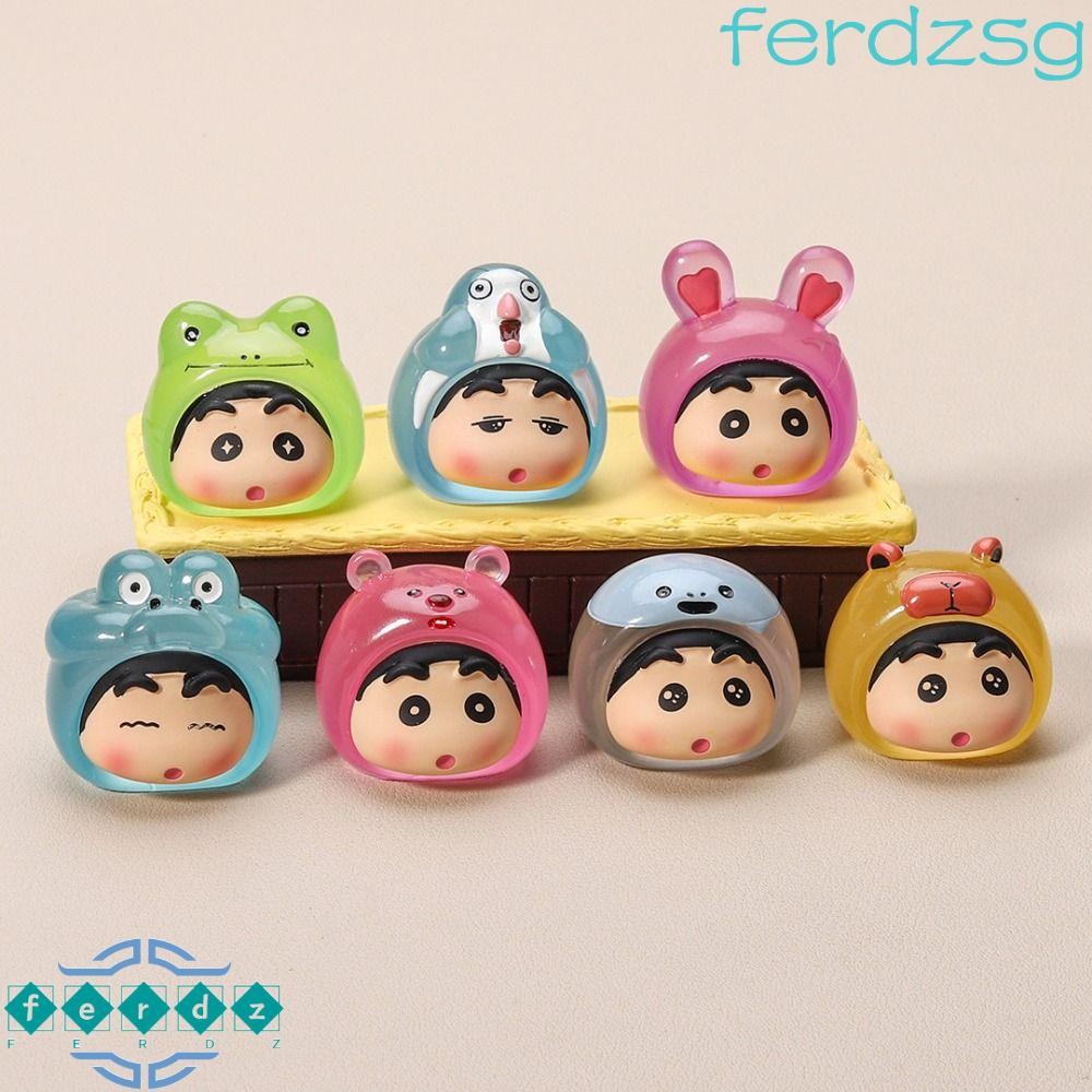 JENNIFERDZSG 7pcs Crayon Shin-chan Luminous Figurine, Resin Nohara ...