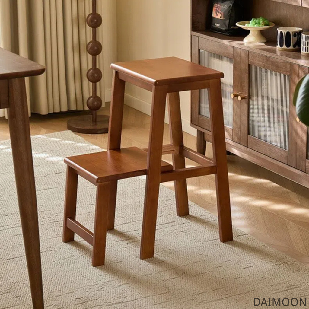 100% Solid Wood Multi-function Folding Telescopic Ladder Stool ...