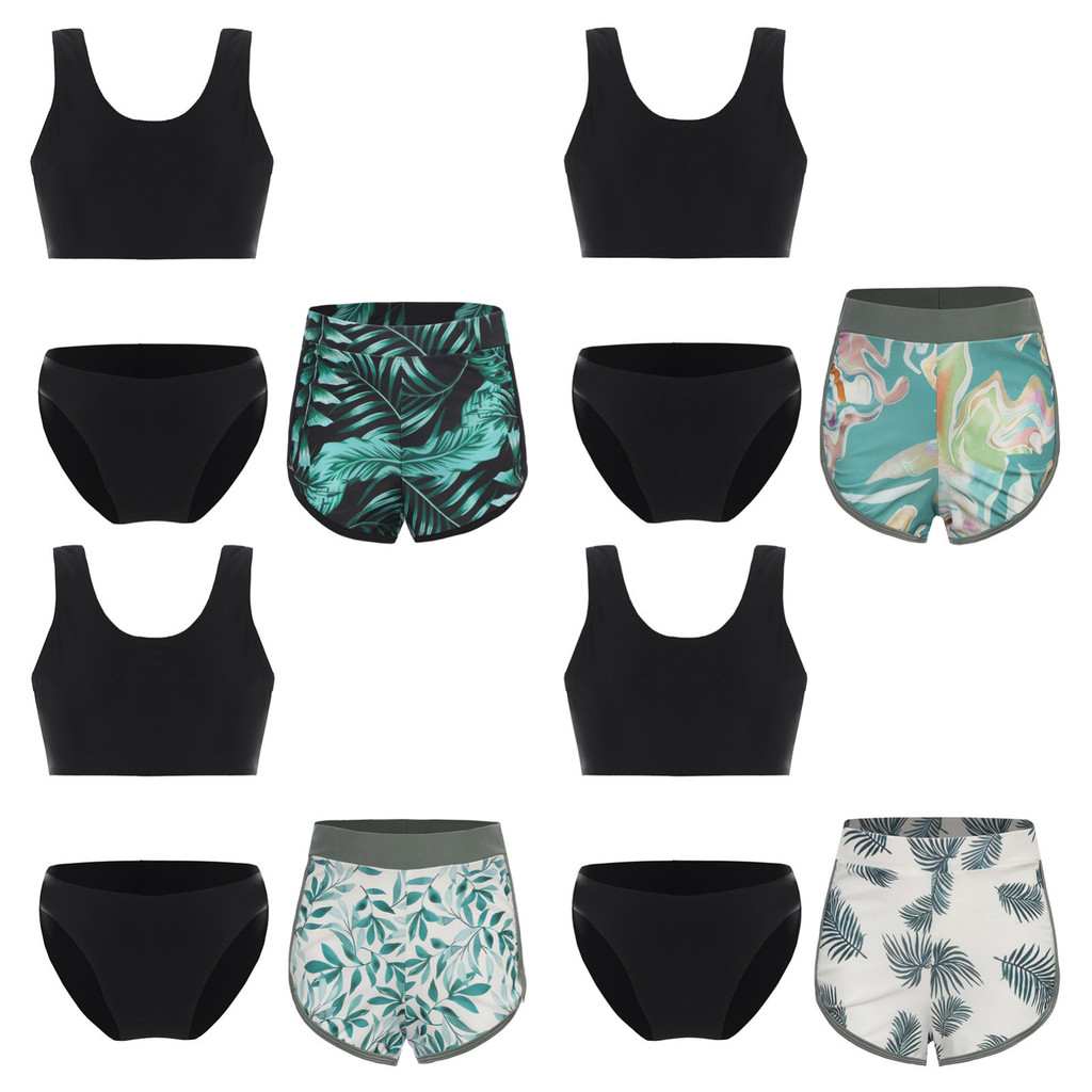 Jizyo Girls 3 Pieces Rash Guard Swimsuit Chest Pads Tank Top Swim ...