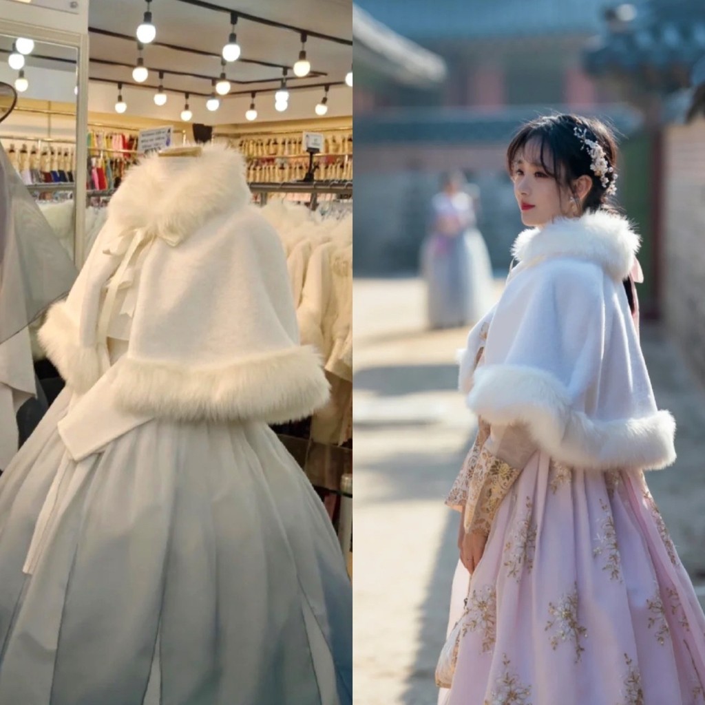 Hanbok Korean Style Autumn Winter New Shawl Improved Hanbok Elements ...