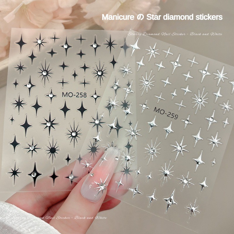 Embossed three-dimensional starburst crystal diamond nail art sticker ...