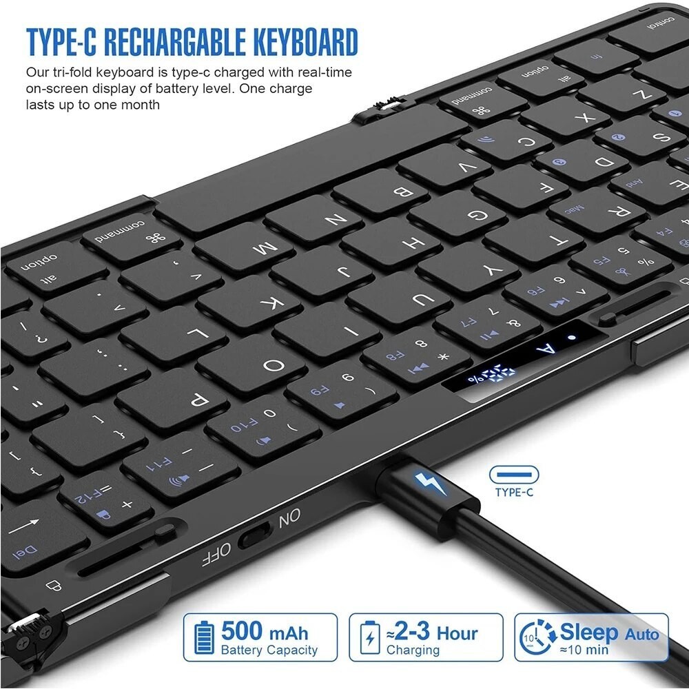 Jomaa Alloy Bluetooth Foldable Keyboard Battery Level Display ...