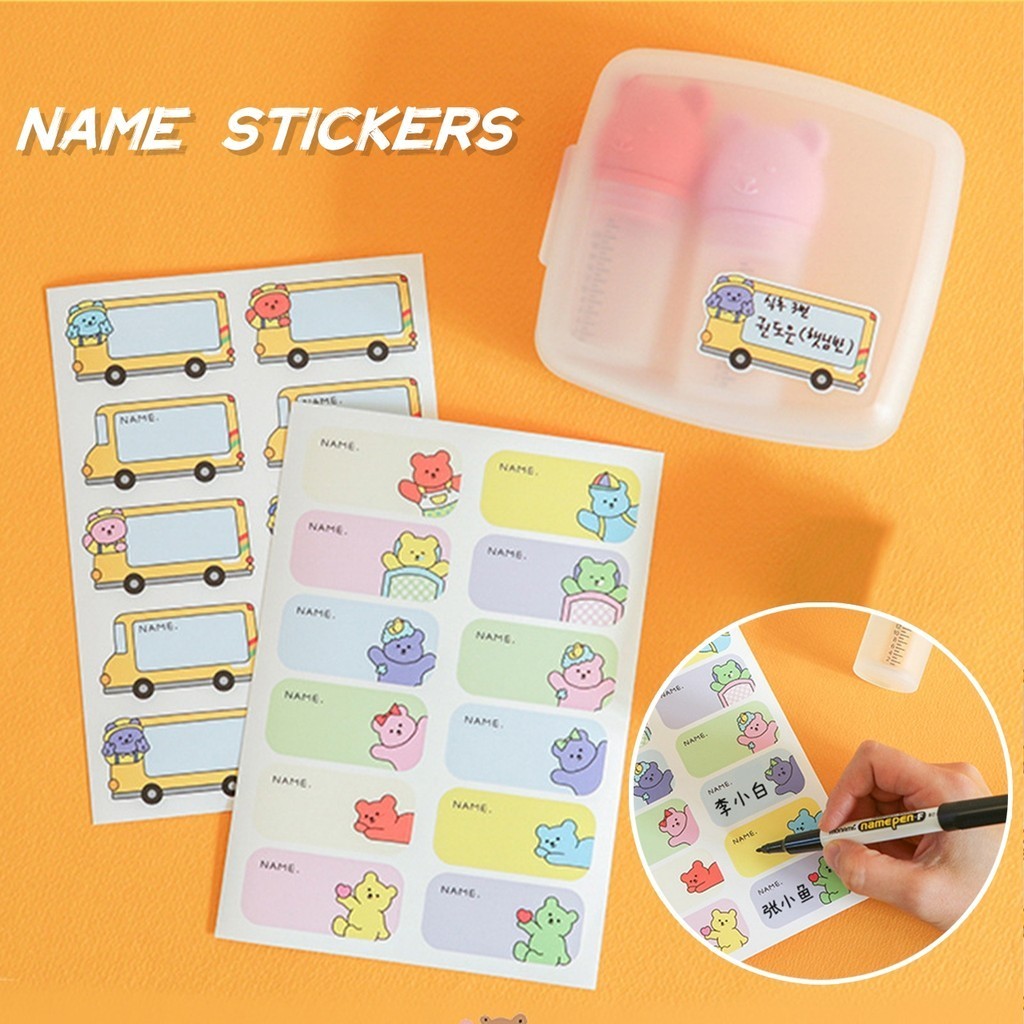 Creative Cartoon Name Sticker Cute Animal Adhesive Waterproof Label ...