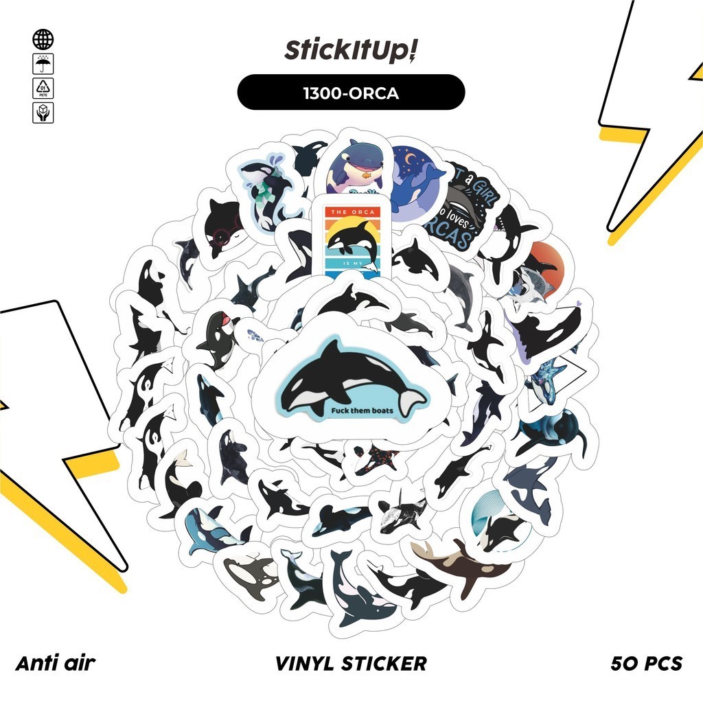 HP 100 Pcs Cute Orca Whale Aesthetic Vinyl Waterproof Stickers Pack for ...