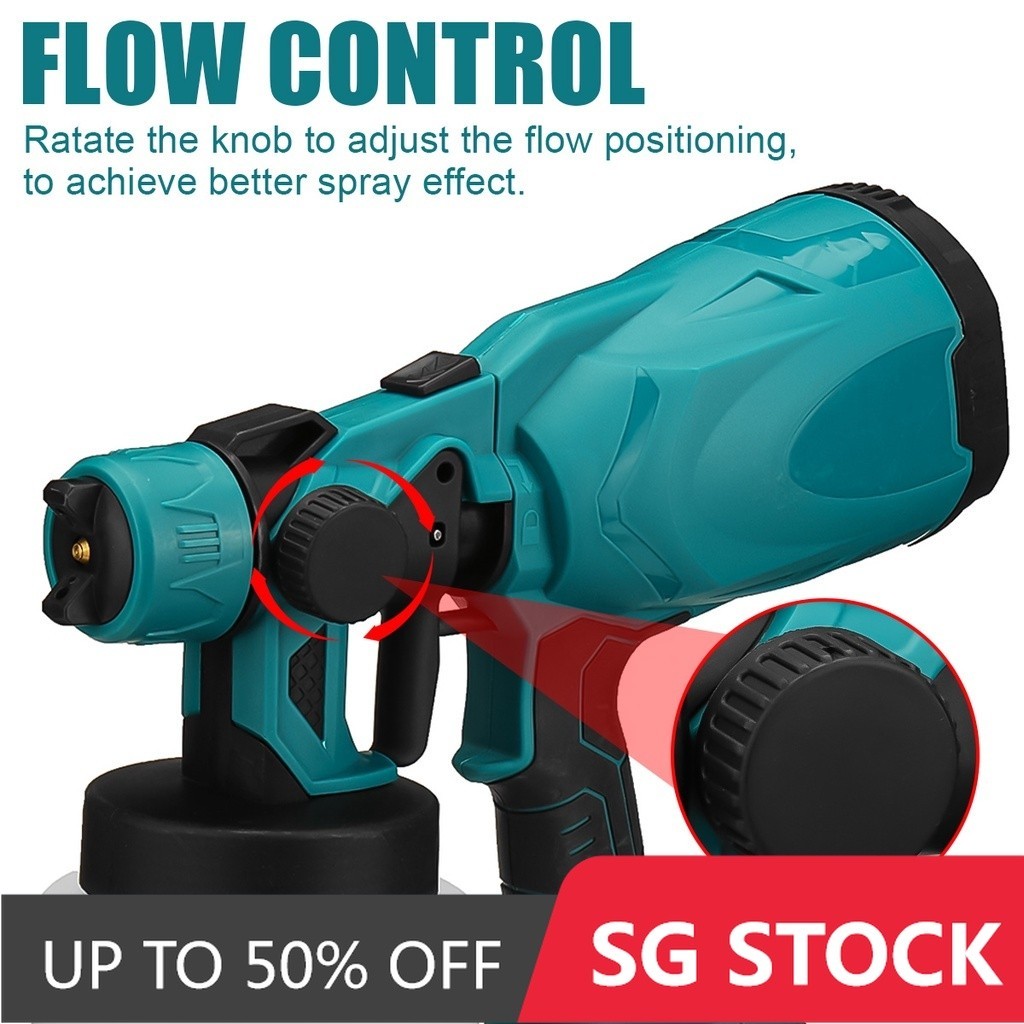 800ML Cordless Electric Spray Gun with 3 Airbrush Flow Control Nozzles ...