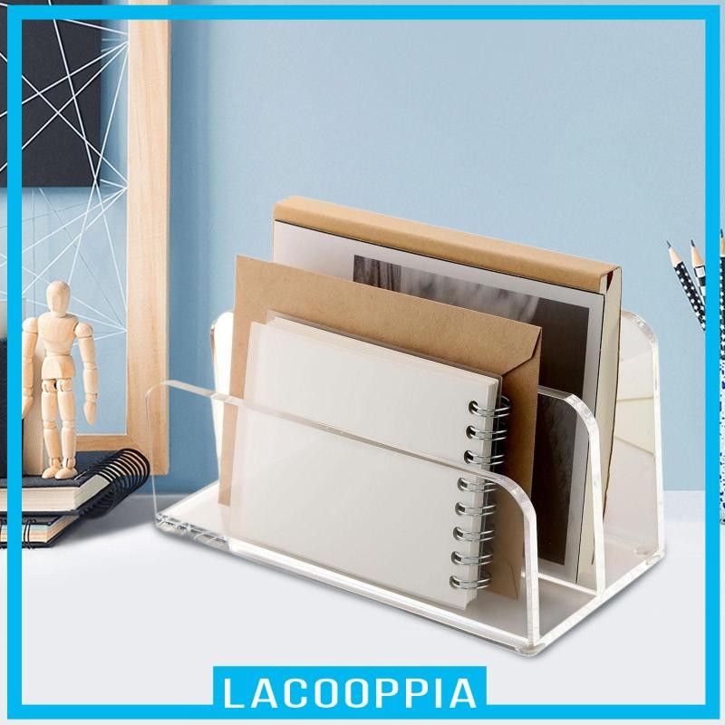 [ Acrylic Mail Sorter 2 Compartments Clear Vertical Desk Organization ...