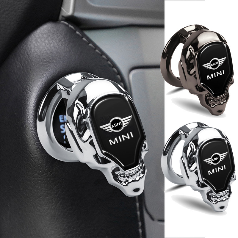 Metal Car One-click Start Button Cover Skull Sticker For MINI Cooper ...