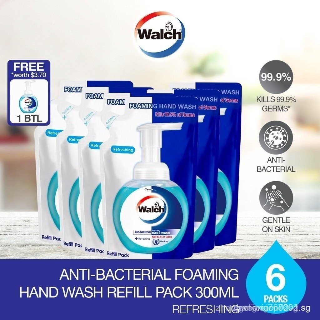 Walch® Anti-bacterial Foaming Hand Wash Refill 300ml x 6 Packs 1 Bottle ...
