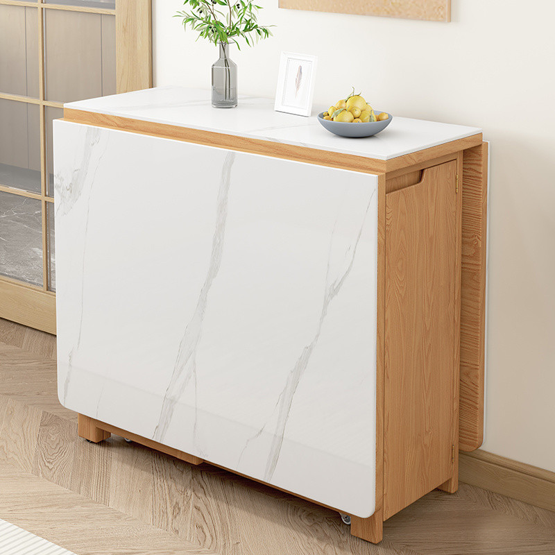 Solid Wood Rock Slab Folding Dining Table Small Apartment Home ...
