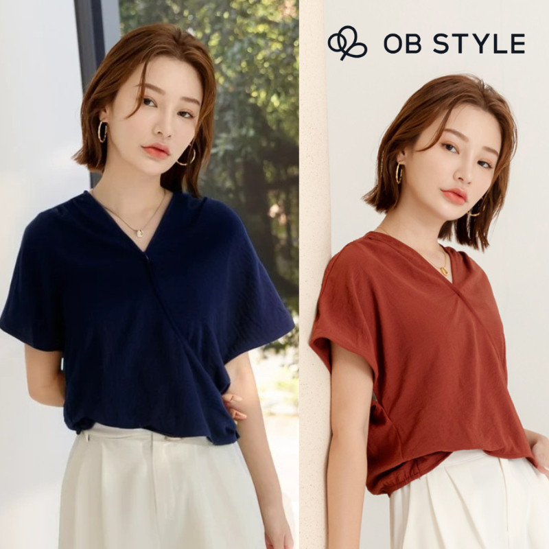 Weekend X Ob Design Women Basic Casual Solid V-Neck Drop Shoulder Loose ...