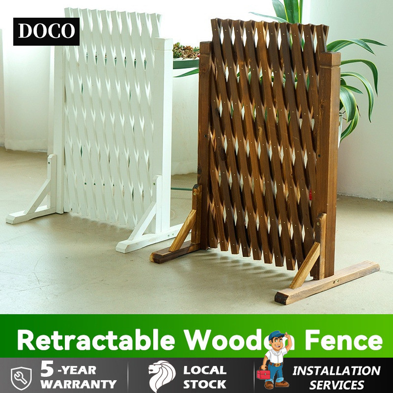 DOCO Wood Fence Outdoor Retractable Decorative Fence Indoor Pet Lattice ...
