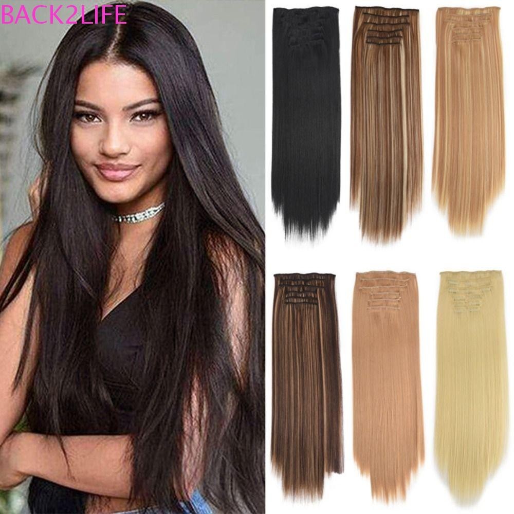 BACK2LIFE 6Pcs/Set 16 Clips Hair Extension, False Hair Ombre Long ...
