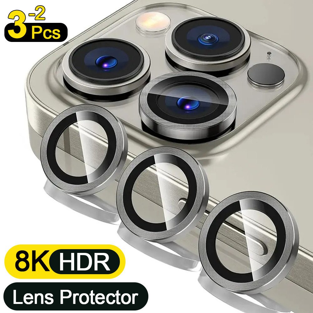 For iPhone 15 14 Plus 11 12 13 Pro Max 13 Mini Metal Rear Camera Lens Protector Ring Tempered ...