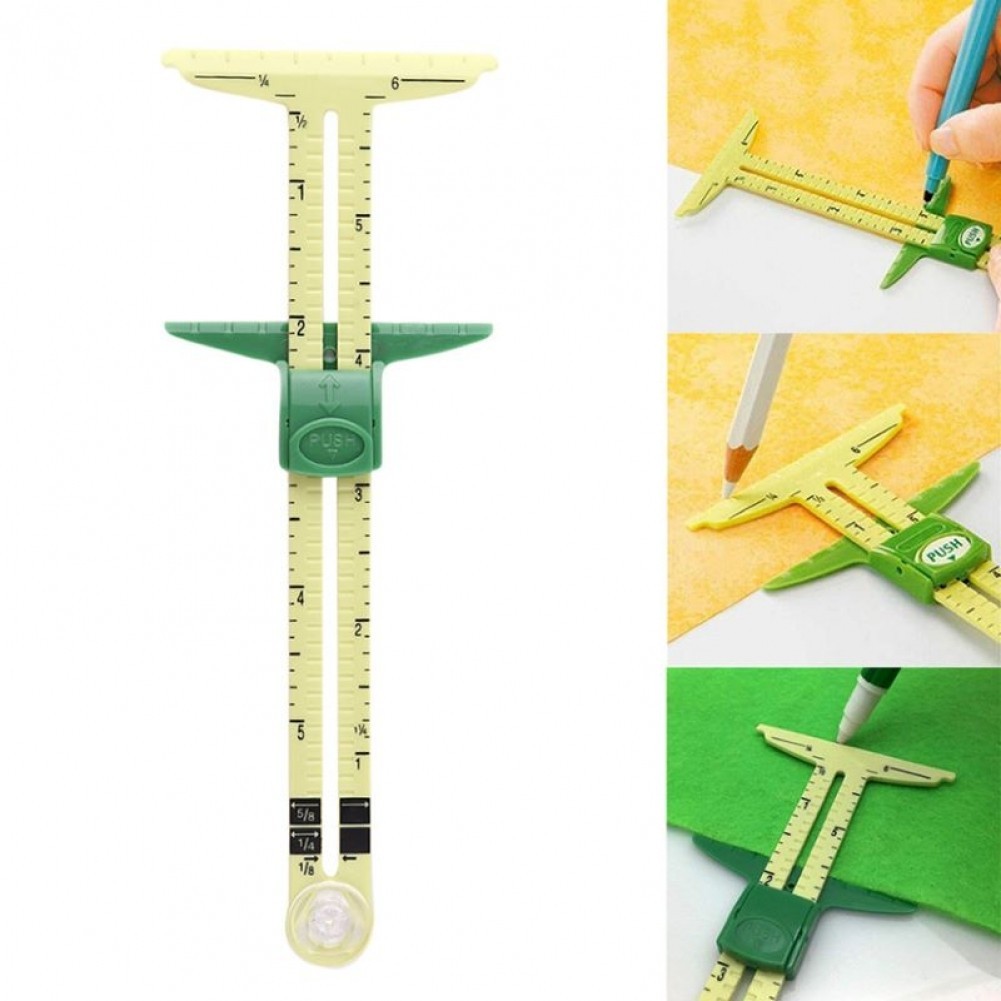 5 In 1 Sliding Measuring Sewing Ruler Tool for Marking Button Holes ...