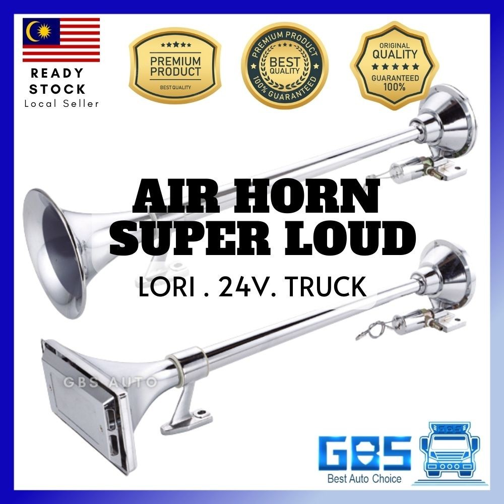 GBS Truck Lori Air Horn Angin 24V Satu Trumpet 24 inch Super Loud Bunyi ...