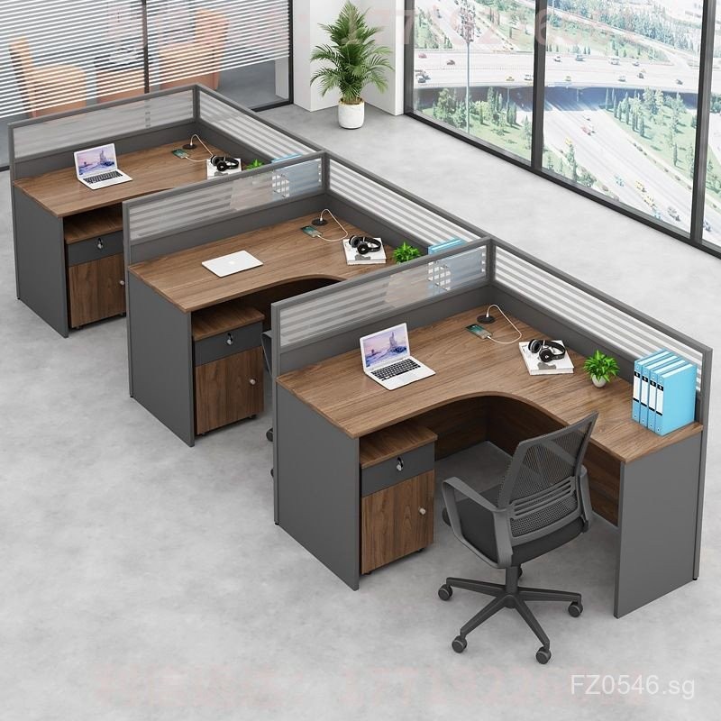 f Office Desk Partition for Staff, Six-Seater Employee Desk Chair l ...