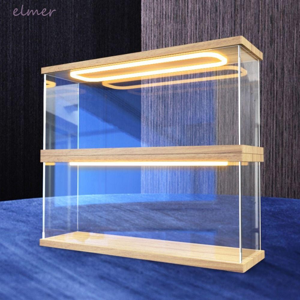 ELMER Clear Acrylic Display Case, Ring Light Dustproof Doll Display ...