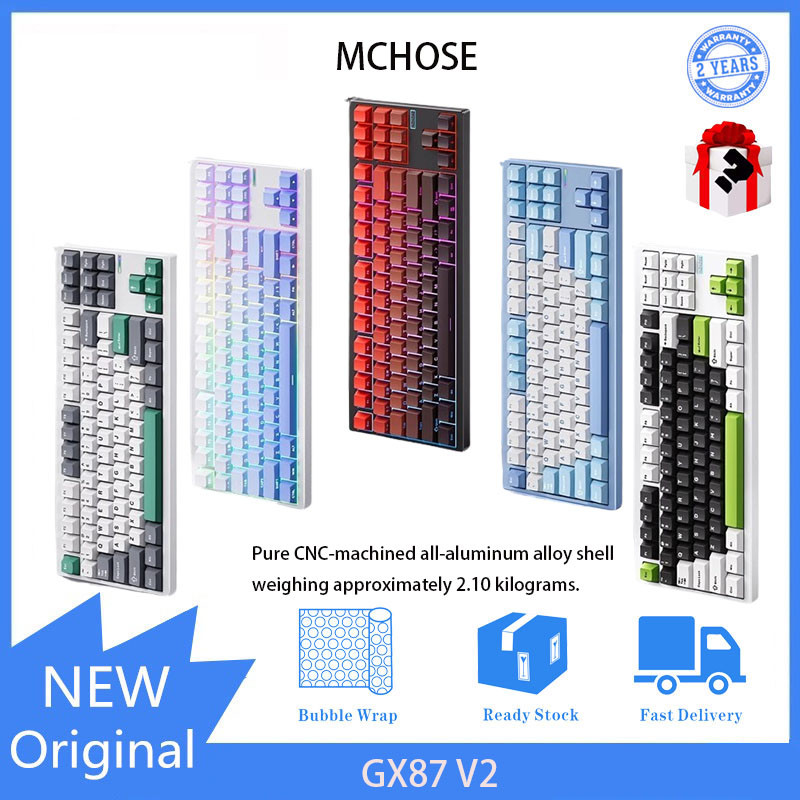 MCHOSE GX87 V2 E-sports mechanical keyboard with all-aluminum alloy shell, supporting three ...