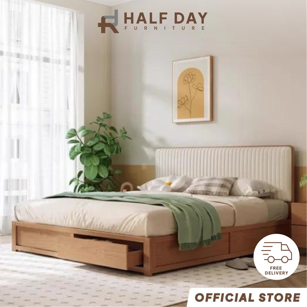 【Pre-order Bed Modern simple high box storage Double bed Wedding bed ...