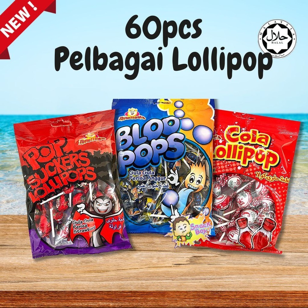 60pcs x 7g Timetreats Pelbagai Jenis Lollipop / Cola Lollipop | Shopee ...