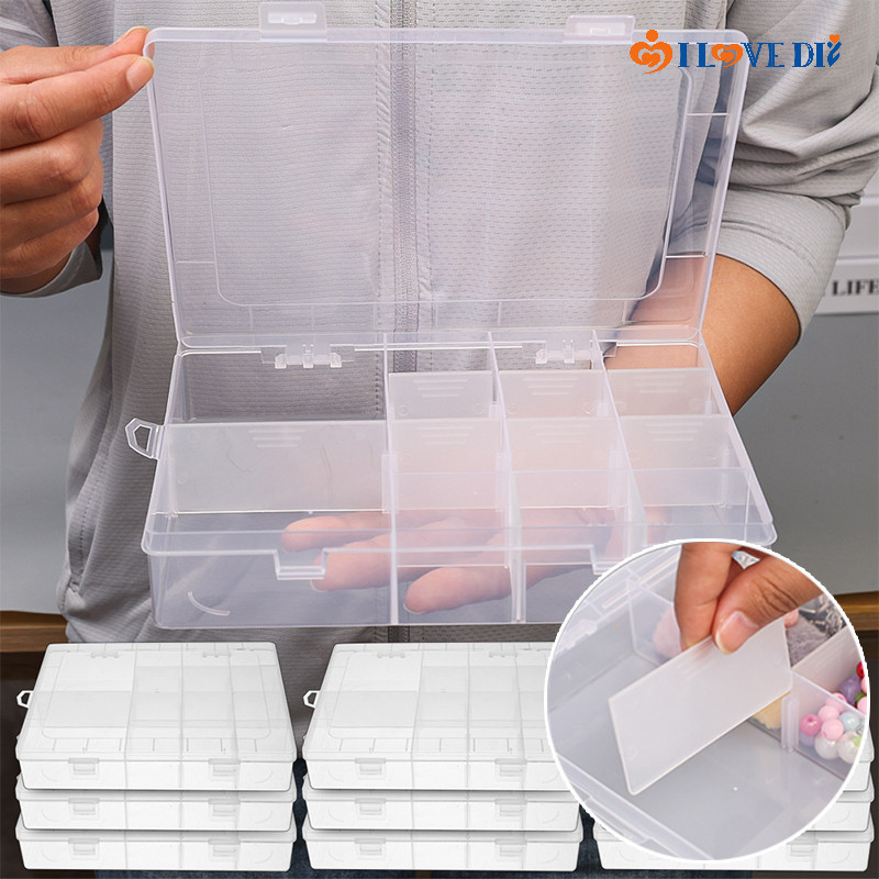 Adjustable Compartment Plastic Storage Box - Transparent Plastic ...
