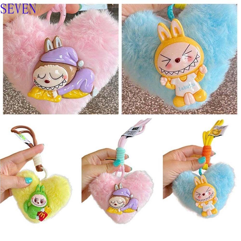 SEVEN Labubu Bag Hanging, Plush Dolls Cartoon Labubu Keychains, Cute ...