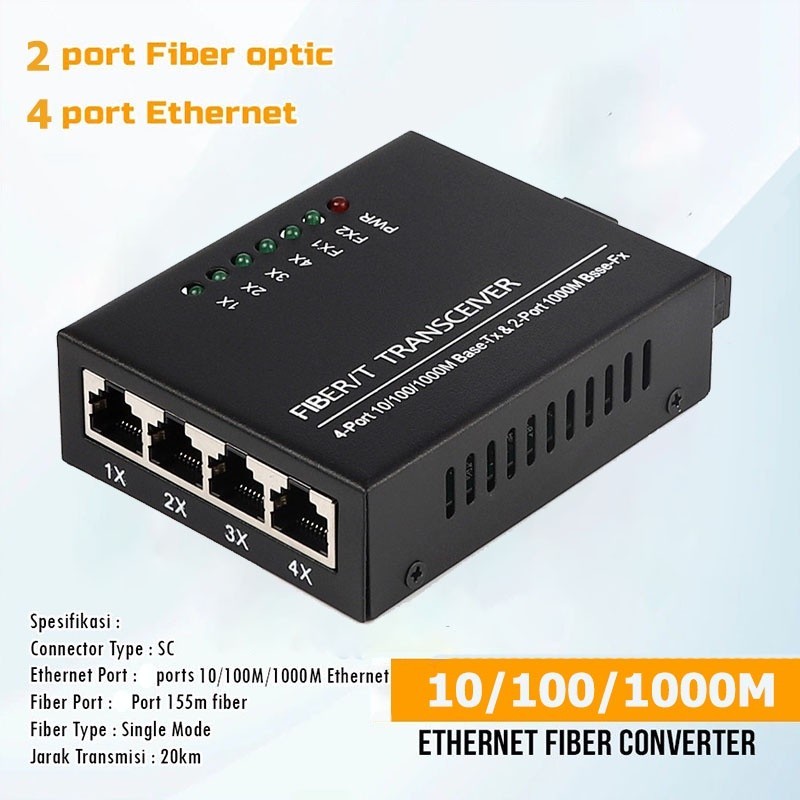 100/1000mbps Fiber Switch Media Converter Ethernet Transceiver 2sc ...
