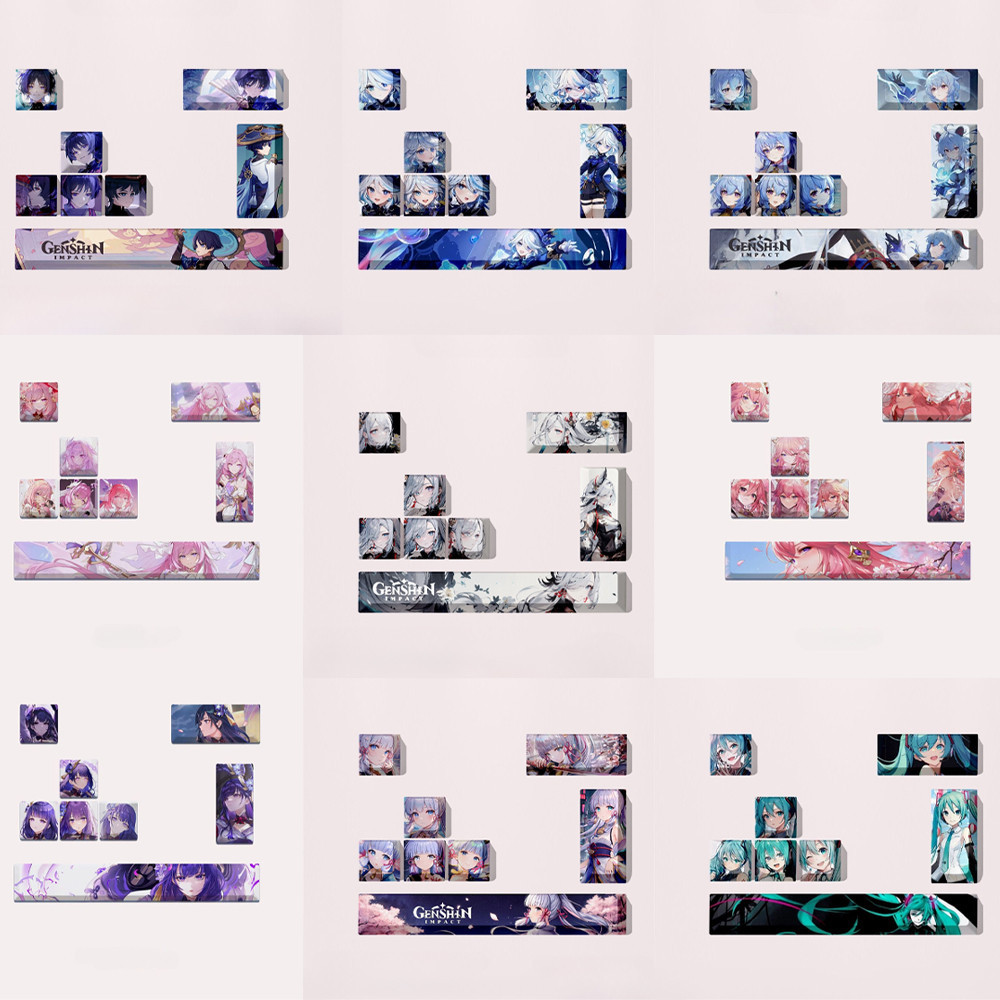 Honkai Impact Elysia Keycaps Genshin Impact Furina Cherry Profile PBT Dye Sublimation Wanderer ...