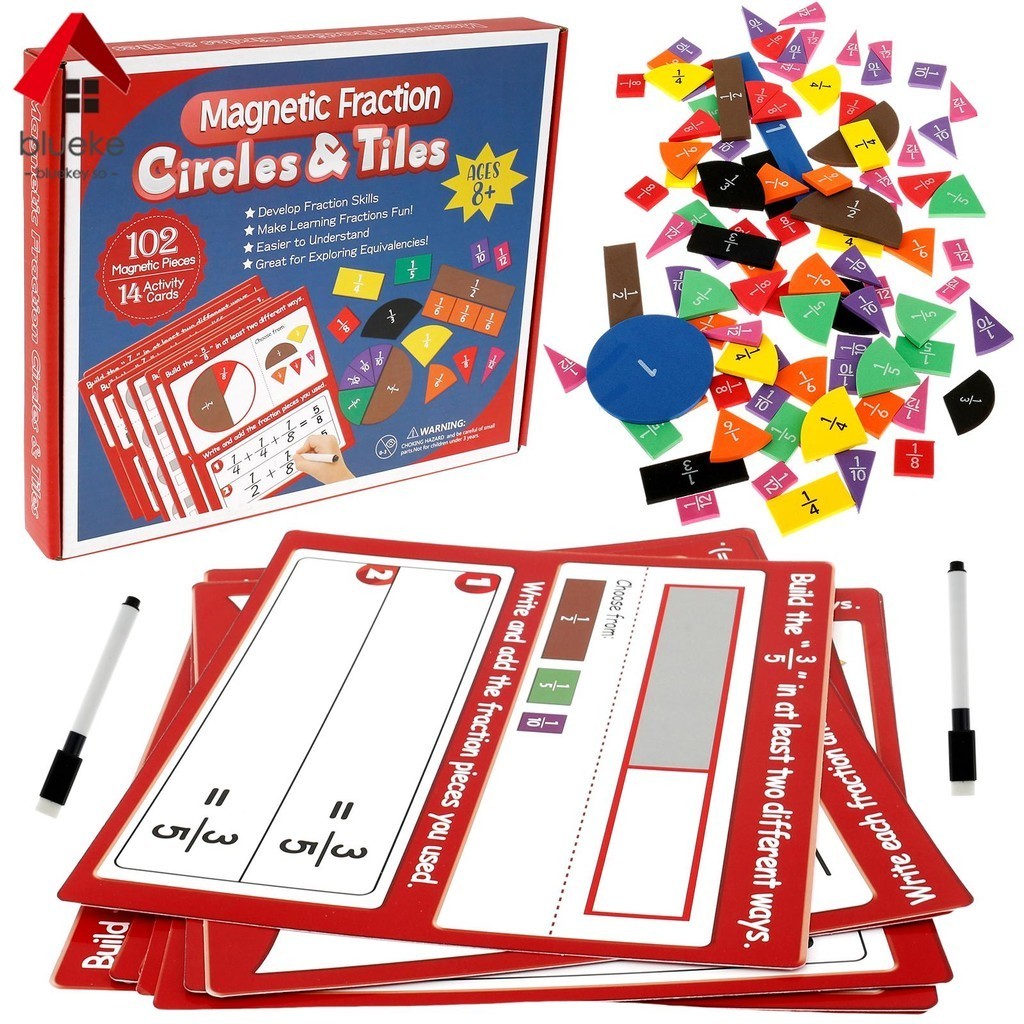 Magnetic Fraction Tiles and Fraction Circles Set Math Manipulatives for ...