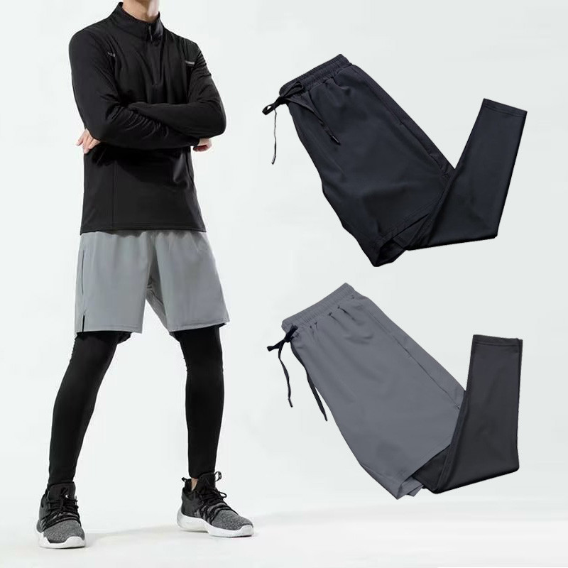 M-5XL Men's 2 in 1 Running Pants Sport Fitness Pants Seluar Sukan ...