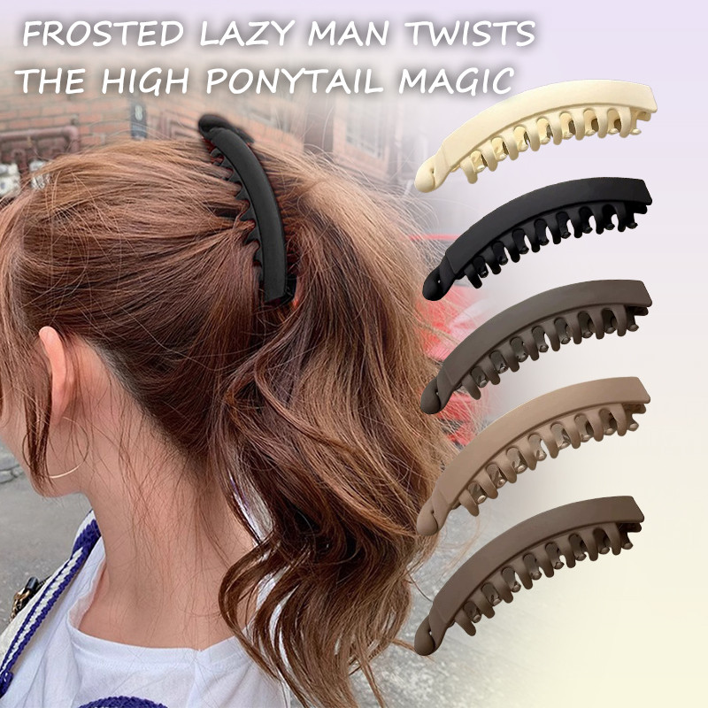 【YUNYUAN】 Large-sized Frosted Twisted Clip High Ponytail Magical Firm ...