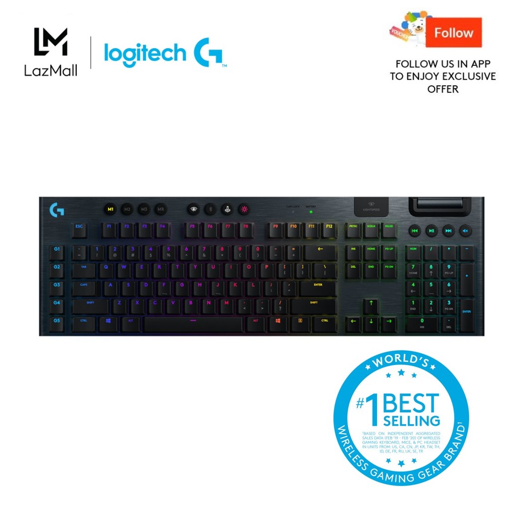 Logitech G913 LIGHTSPEED RGB Mechanical Gaming Keyboard, Low Profile GL ...