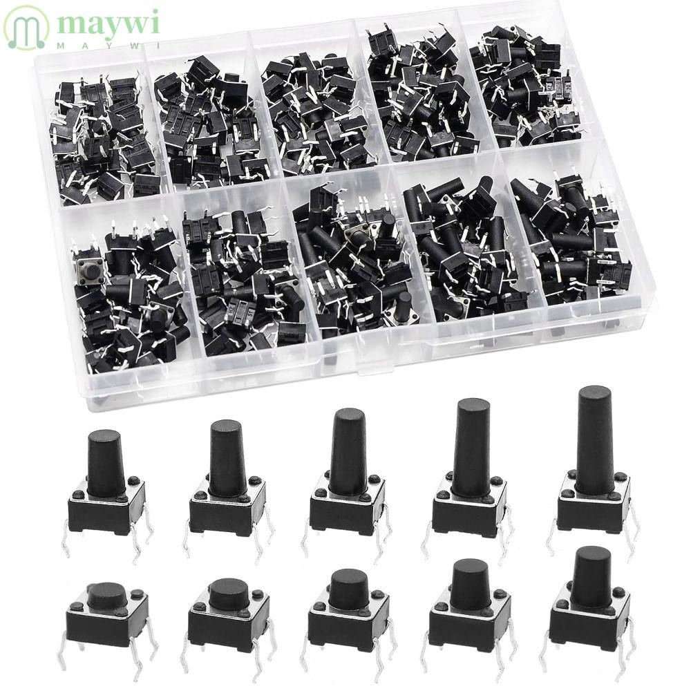 MAYWI 200Pcs Tactile Push Button, 6x6 mm 4 pin Micro Momentary Switch ...