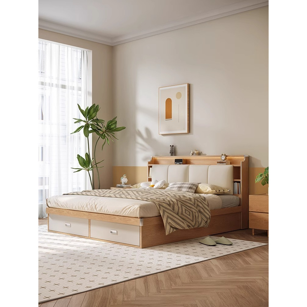 【Pre-order】Bed Modern simple small apartment high box bed Master ...