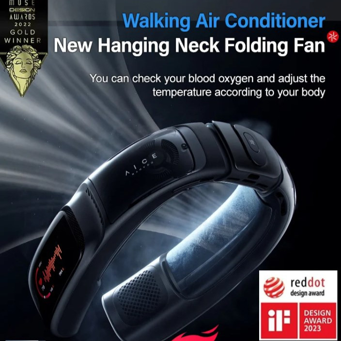 【Walking Air Conditioner】New Hanging Neck Folding Fan/5000mAh large ...