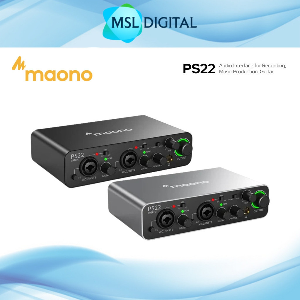 Maono PS22 Audio Interface for Recording, Music Production, Guitar ...