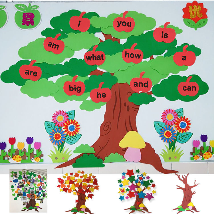 [Wish Tree Wall Sticker]Elementary School Kindergarten Wish Wall Photo ...
