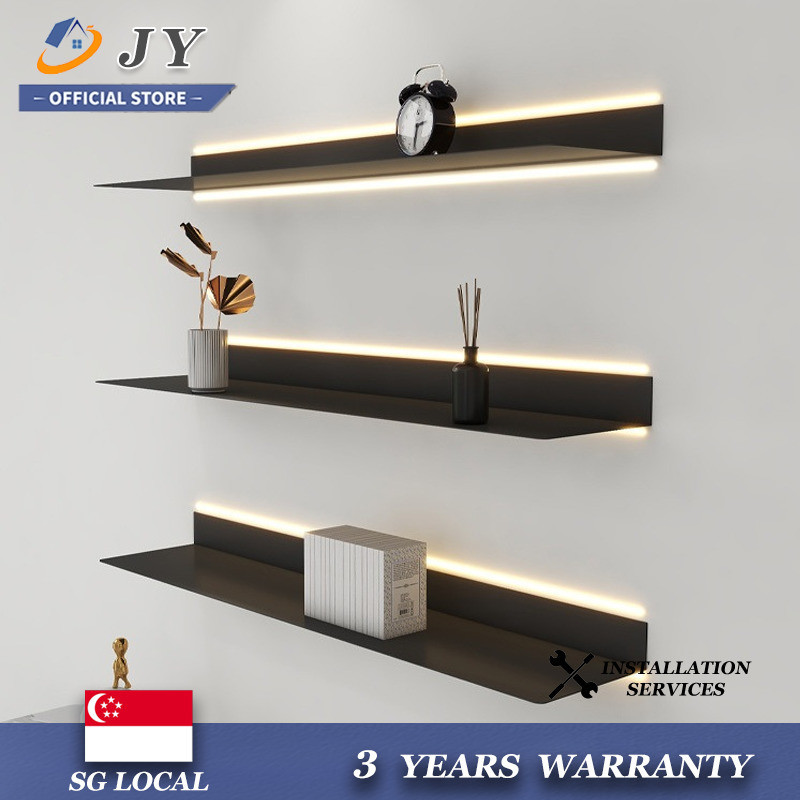 JY Wall Shelf LED Light Wall Shelf Solid Wood Display Partition No ...