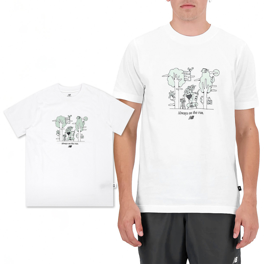 New Balance Half Sleeve Sport Explorer Men's White Short T NB Graffiti ...