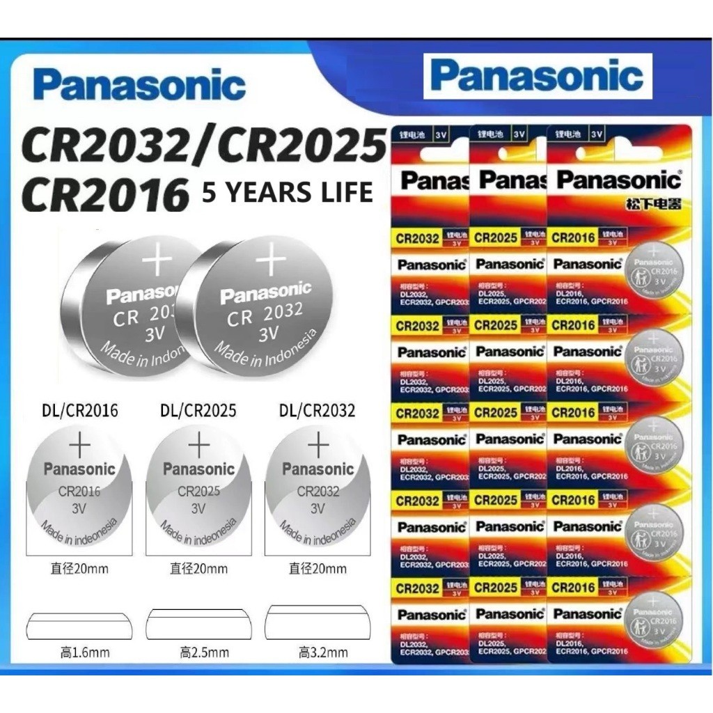 Panasonic CR2032 CR2025 CR2016 CR1632 CR1616 CR1620 CR1220 LR41 LR1130 LR41 LR43Lithium ...