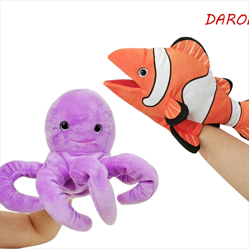 DARON Sea Animal Puppets, Hand Doll Movable Mouth Plush Shark Puppet ...
