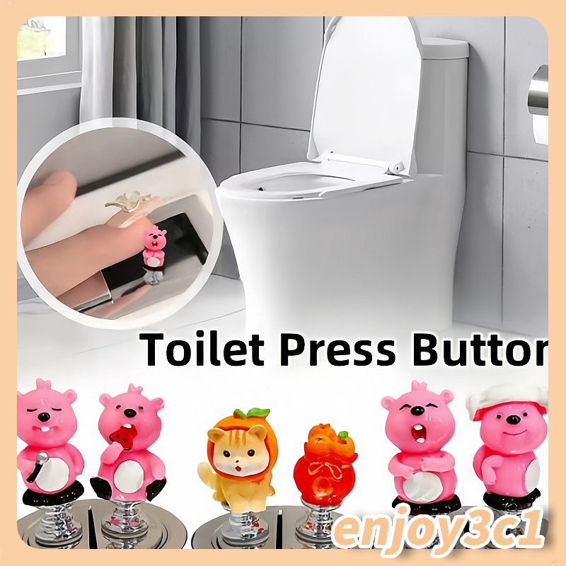 2PCS Set Cartoon Loopy Toilet Press Button Mini Self-adhesive Toilet ...