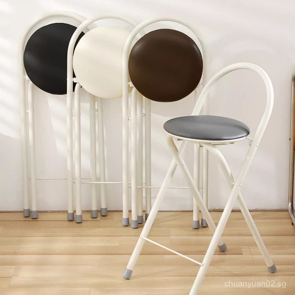 YSF Minimalist Bar Stool with Backrest, Foldable, Portable, High Stool ...