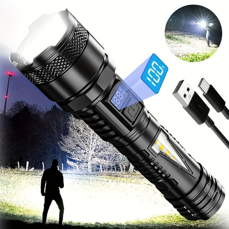 Rechargeable LED Flashlight, Portable Flashlight, Intelligent Power ...