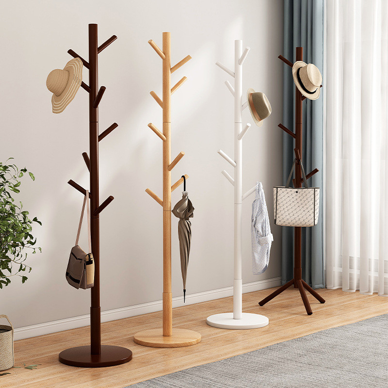 Solid Wood Coat and Hat Rack Bedroom Floor Room Clothes Rack Simple ...