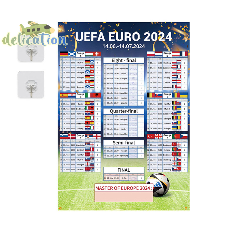 [DelicationS] 2024 Euro Soccer Wall Chart Schedule Poster Germany Euro ...