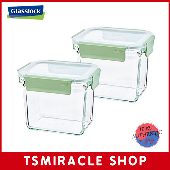 Glasslock Pure Relax Green Glass Airtight Container Door Pocket 920ml ...